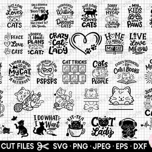 Cat Svg Bundle For Cricut Shirt Cat Png Bundle Shirt Designs Etsy