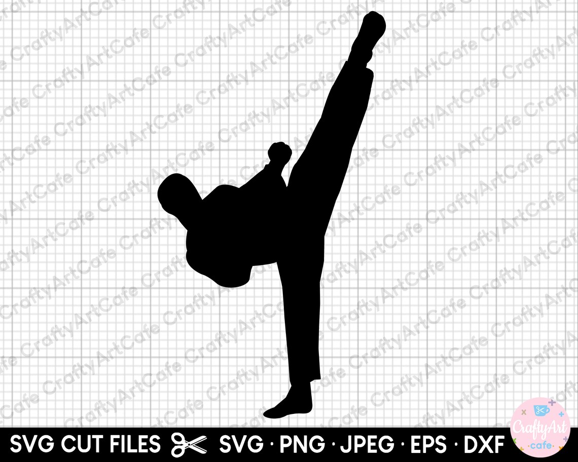 Karate Kick Clipart Karate Kick Silhouette Karate Fighter Vector Svg ...