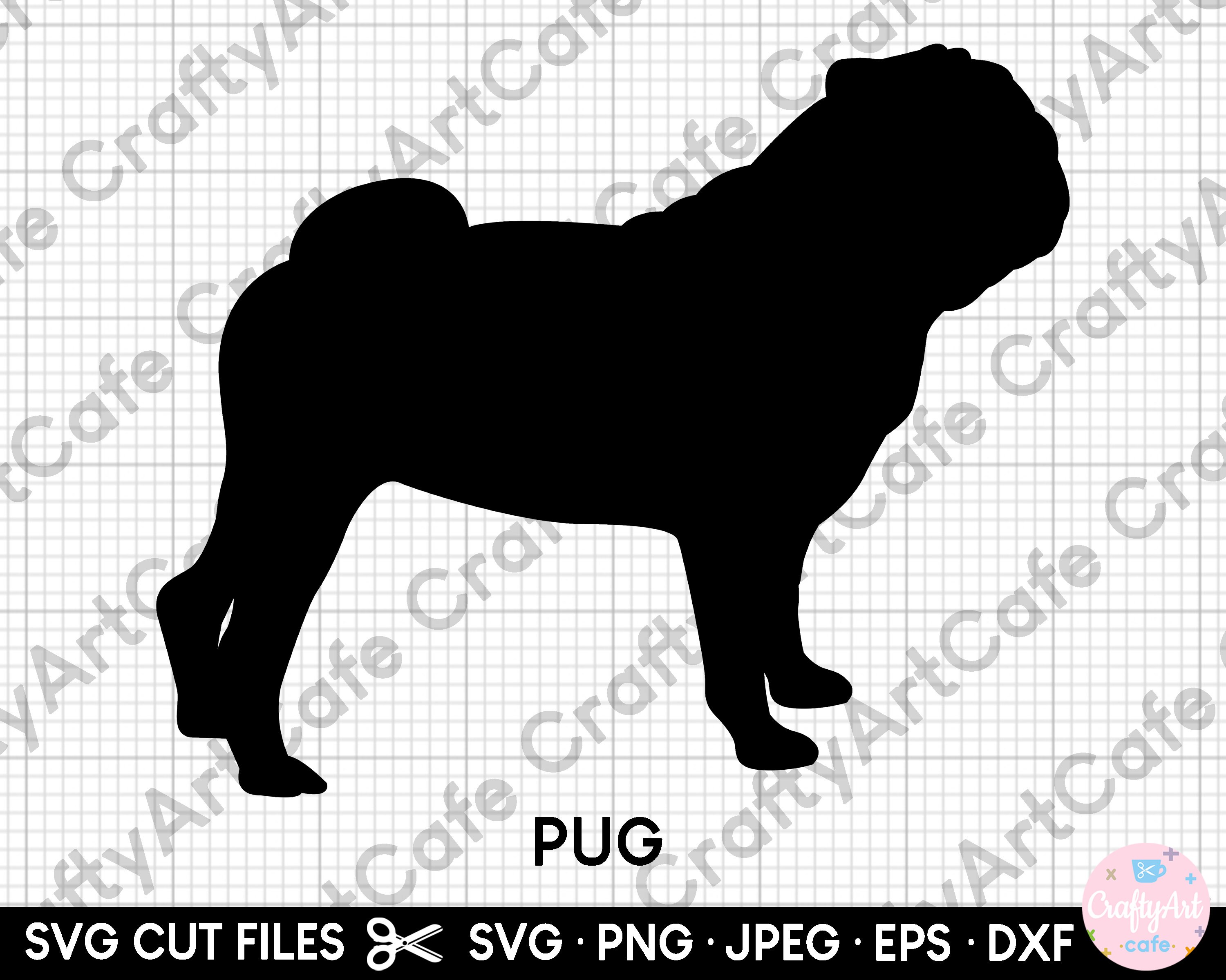 Pug Silhouette Svg Cut File - Etsy