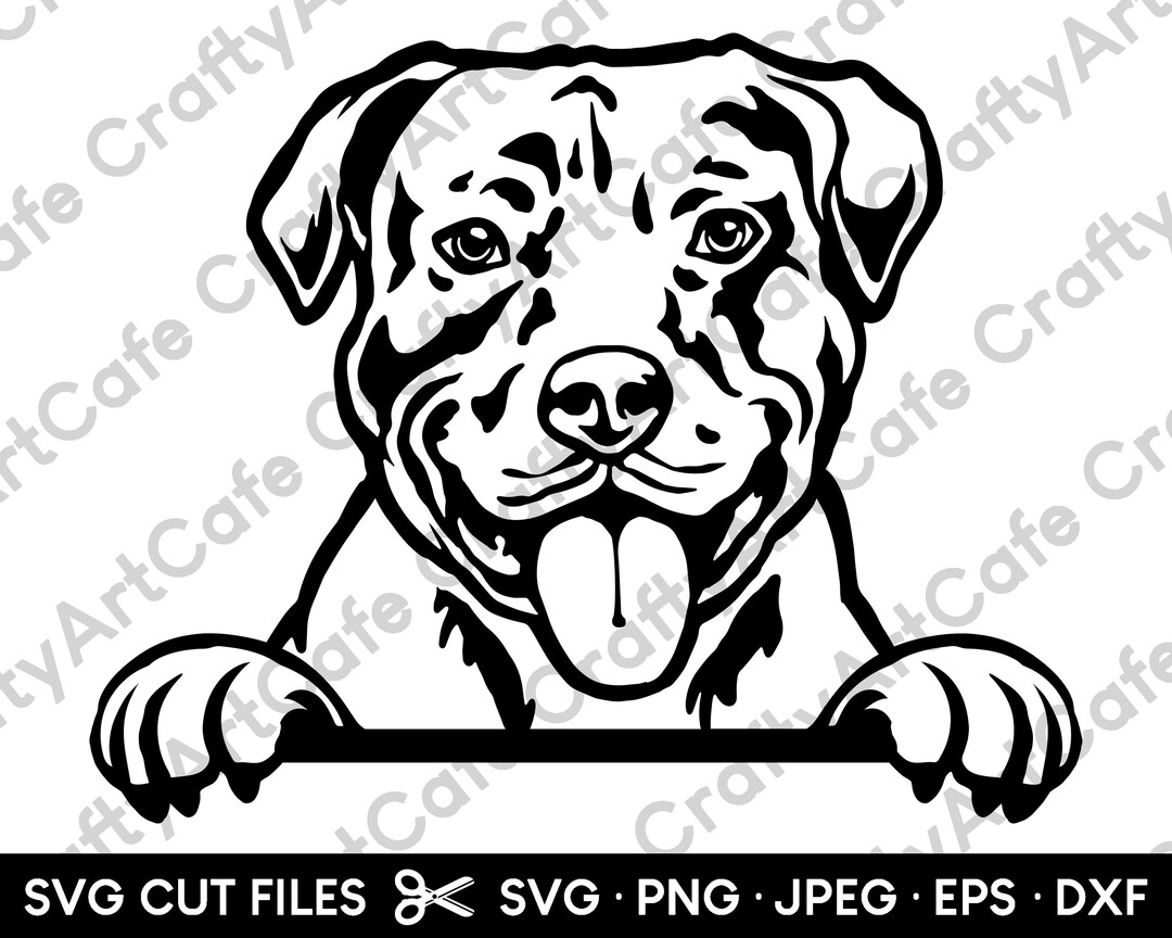 Pit Bull Peeking Silhouette SVG American Pit Bull SVG Cut File Cutting ...
