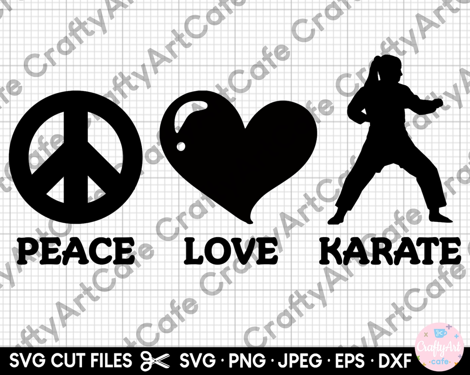 Karate Girl Svg for Cricut Karate Girl Png Karate Svg Peace Love Karate ...