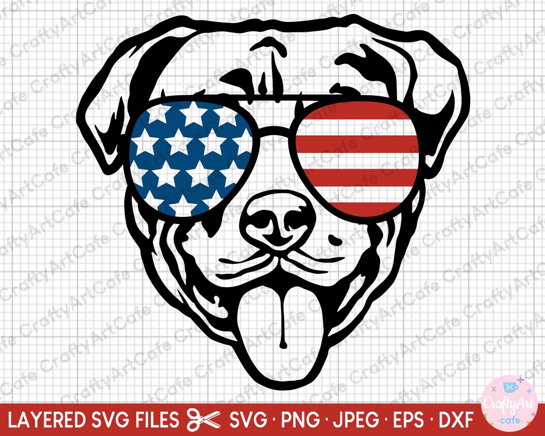 American Pitbull Head With Sunglasses Svg Commercial Use - Etsy