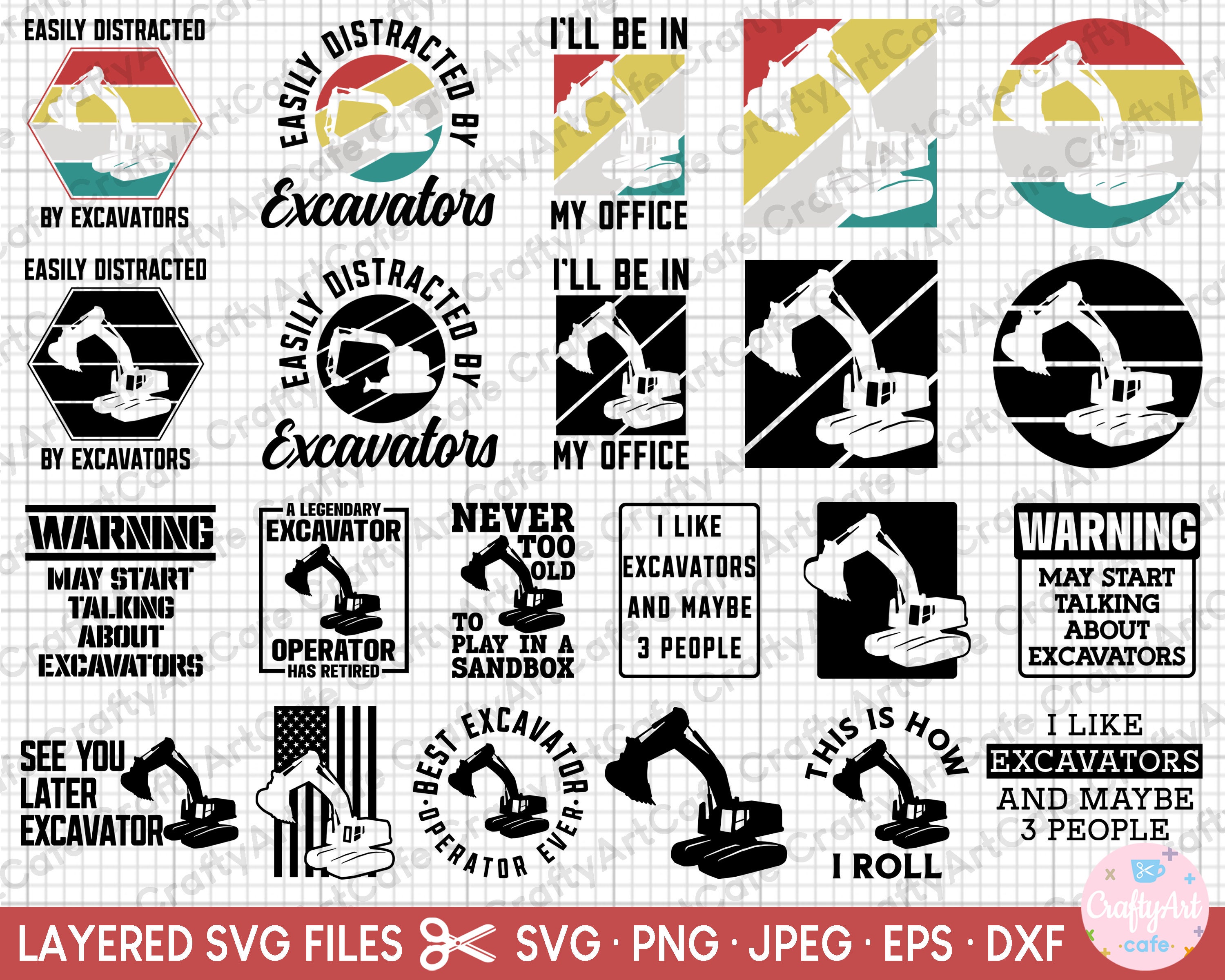 Excavator Svg Excavator Png Excavator Svg Bundle Cricut Cut Files Free ...