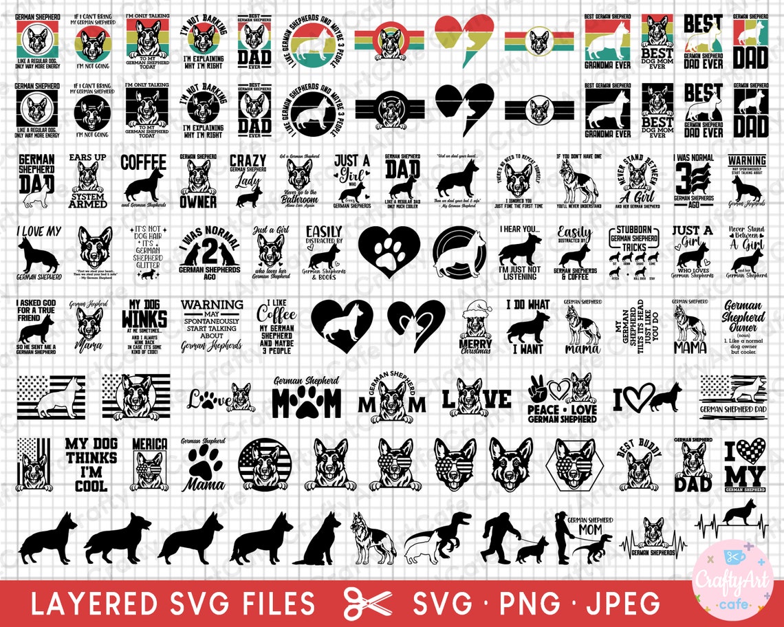 German Shepherd Svg Bundle Cricut Cut File Shirt Free Commercial Use ...