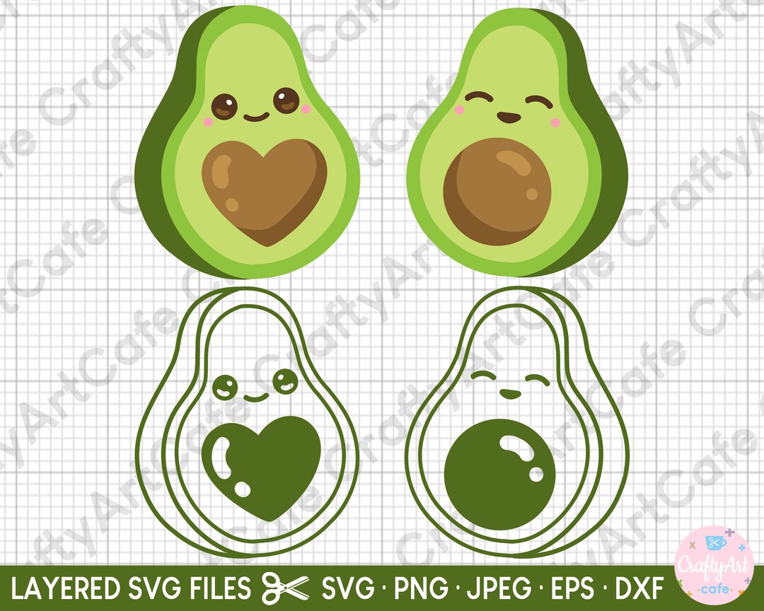 Avocado Svg Avocado Png Kawaii Avocado Svg Cute Avocado Svg Png Eps Dxf ...
