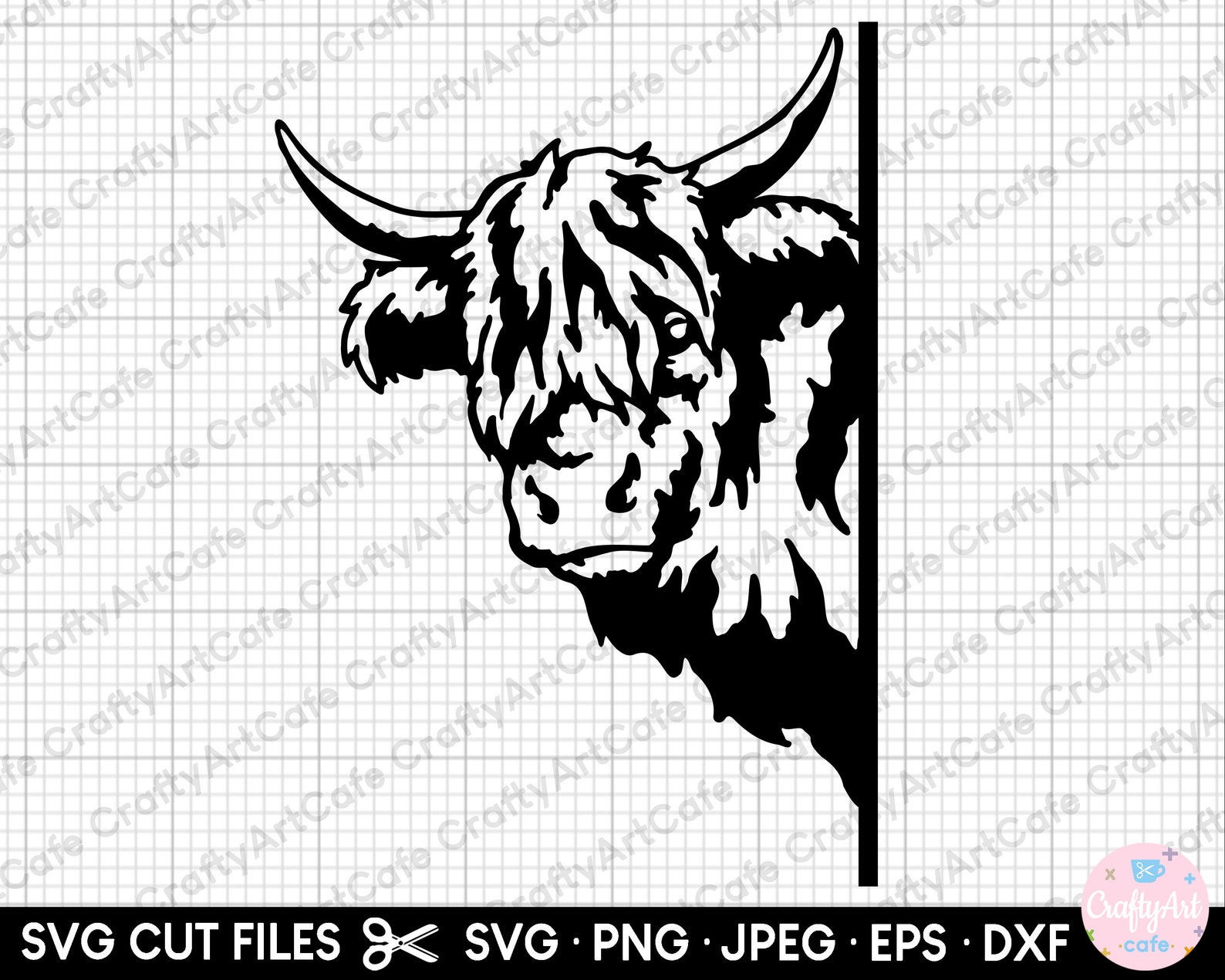 Scottish Highland Cow Peeking Svg Cricut Highland Cow Peeking Png Highöand Cow Clipart Vector