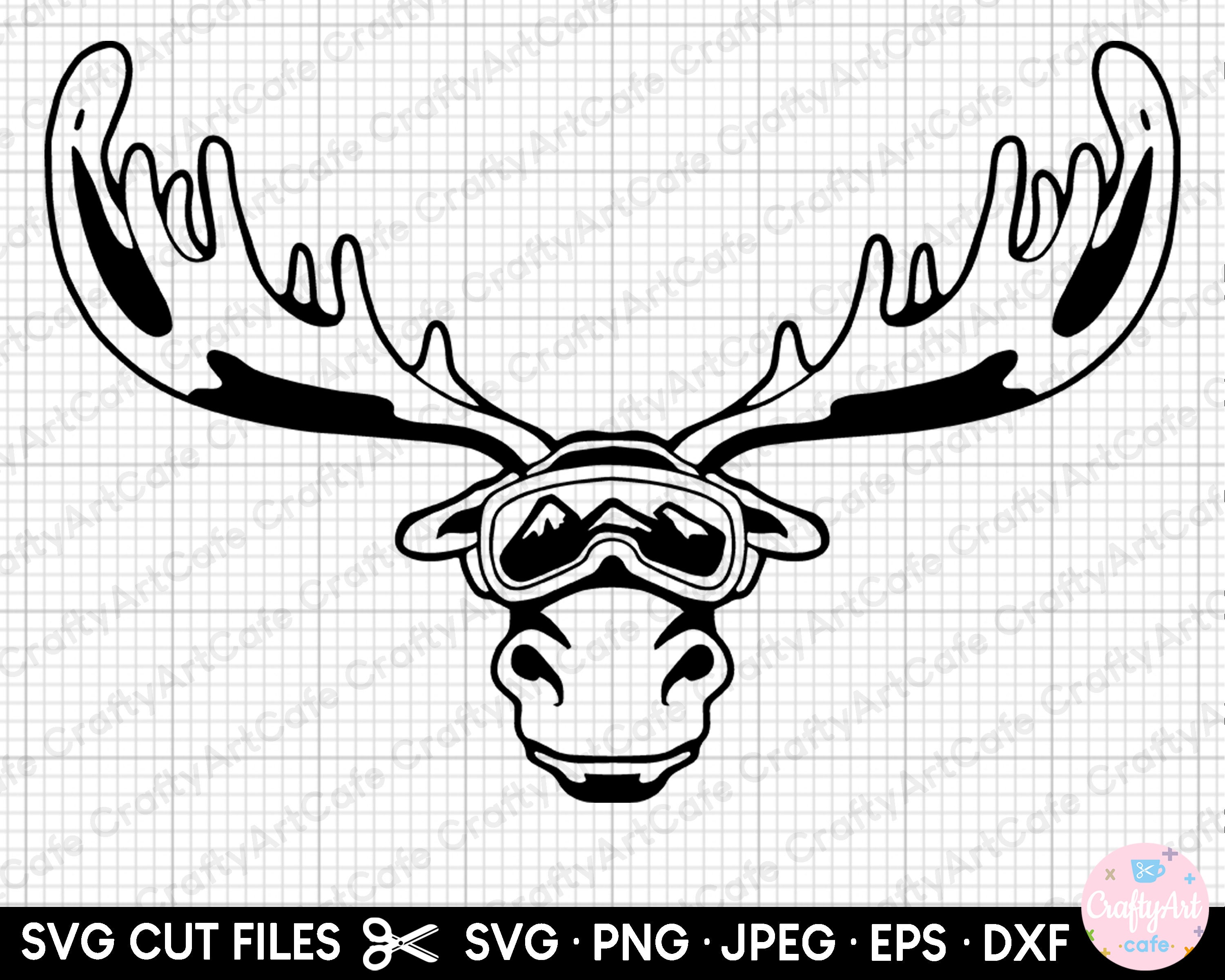 Ski Skiing Skiier Svg Png Eps Dxf Cut Files Cricut Moose With Ski ...