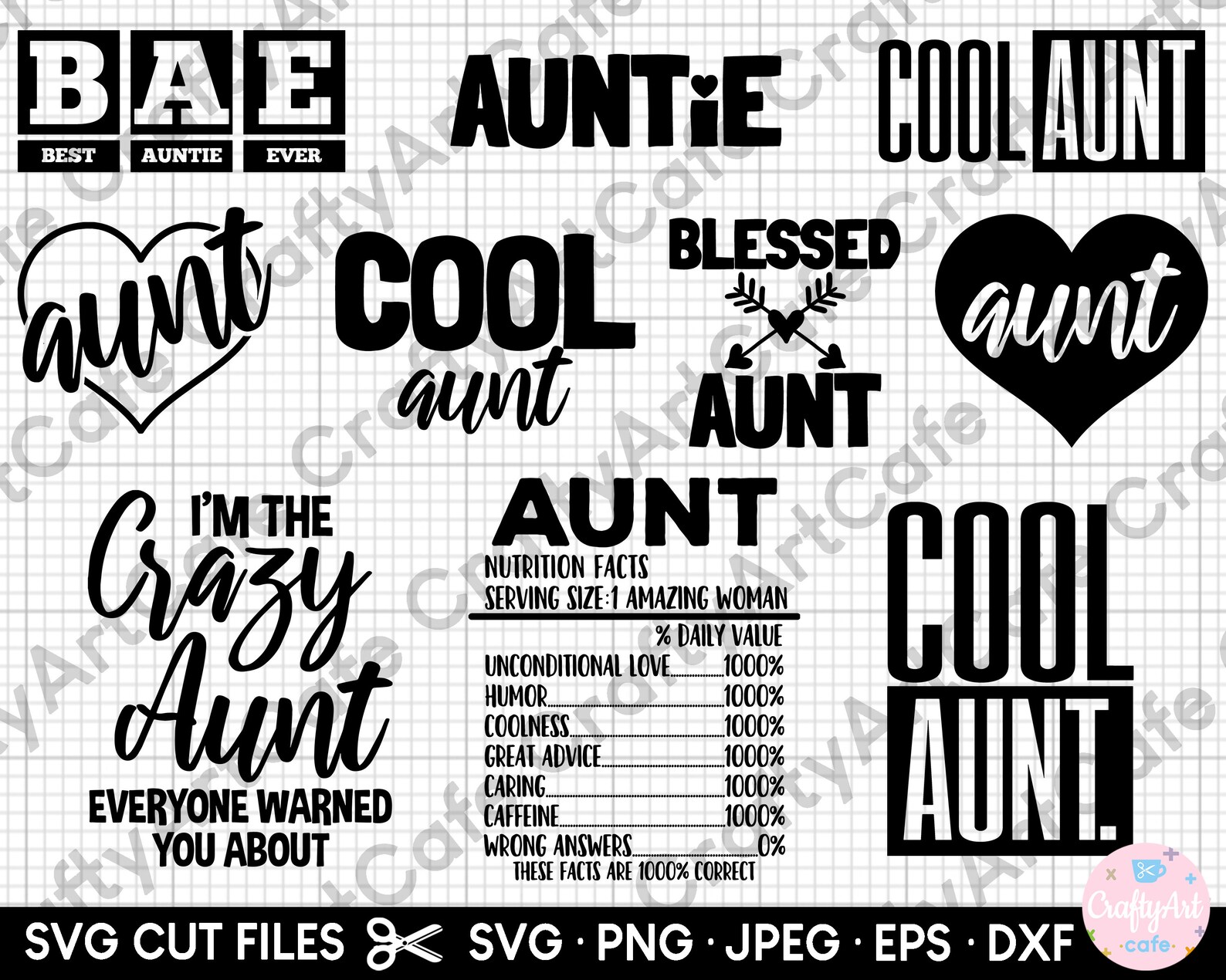 Aunt Svg Png Bundle for Shirts for Cricut Auntie Svg Crazy | Etsy