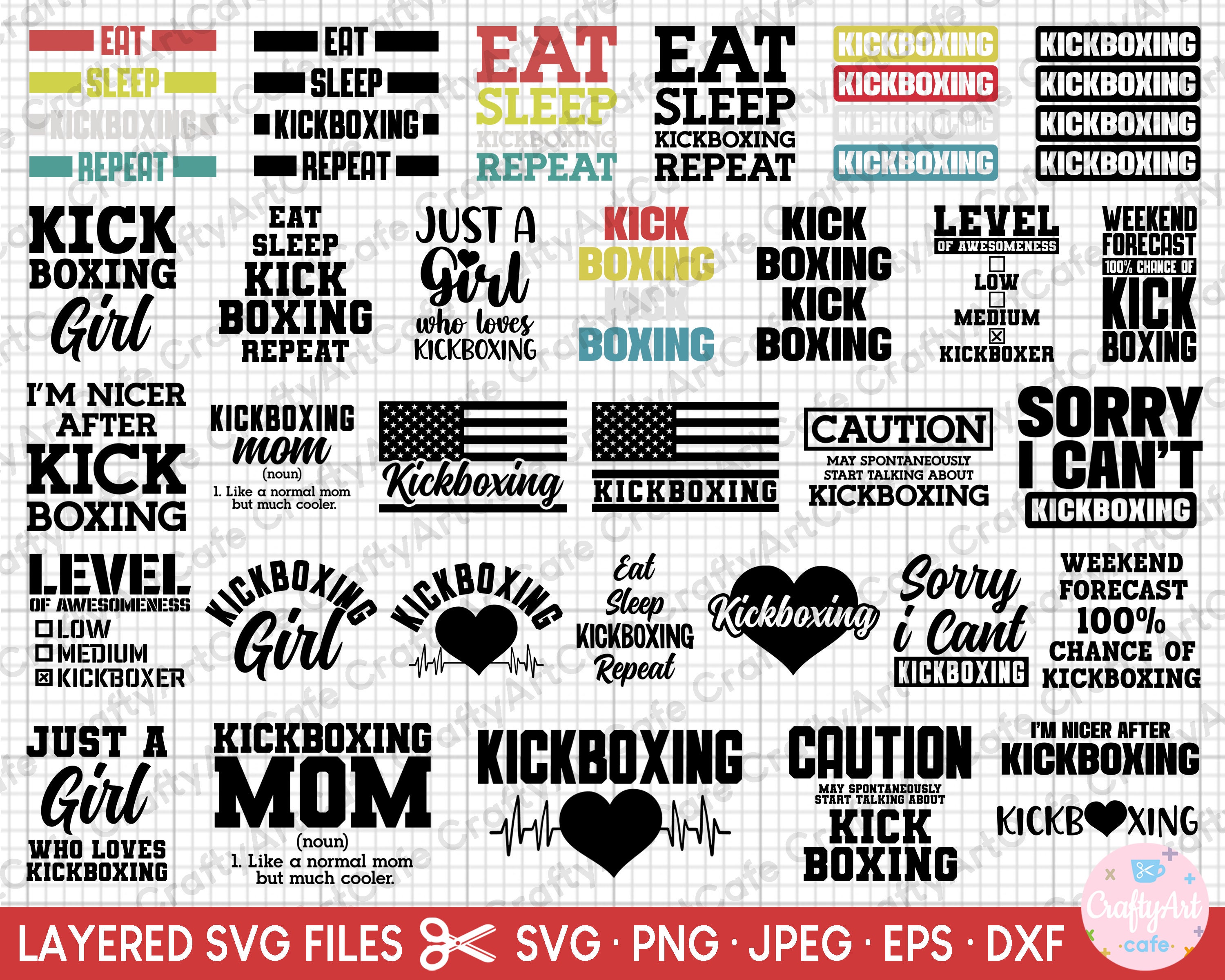 Kickboxing Svg Bundle Cricut Kickboxer Svg Bundle Kickboxing Png Bundle ...