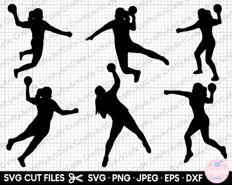 Female Handball Player Svg Bundle Handball Girl Woman Svg Png Vector ...
