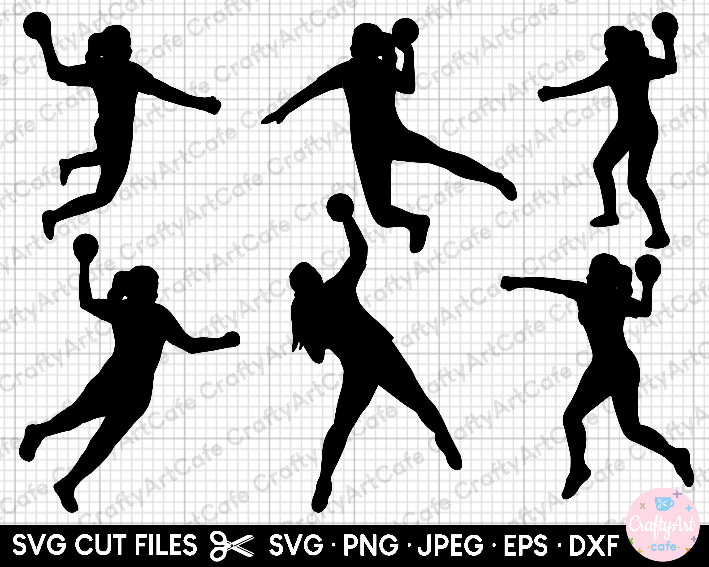 Female Handball Player Svg Bundle Handball Girl Woman Svg Png Vector ...