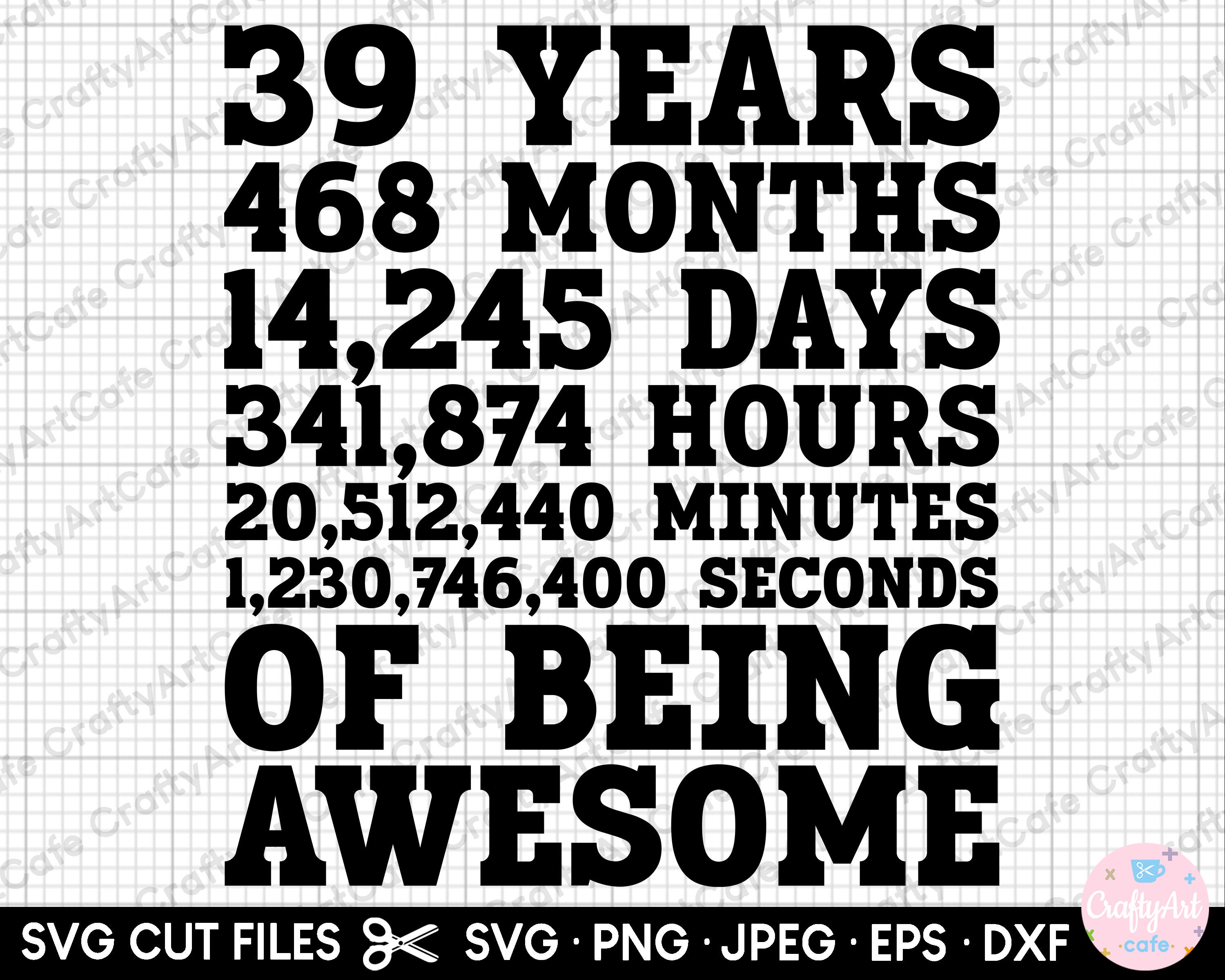 39th Birthday Svg 39 Years Old Svg 39th Birthday Png - Etsy