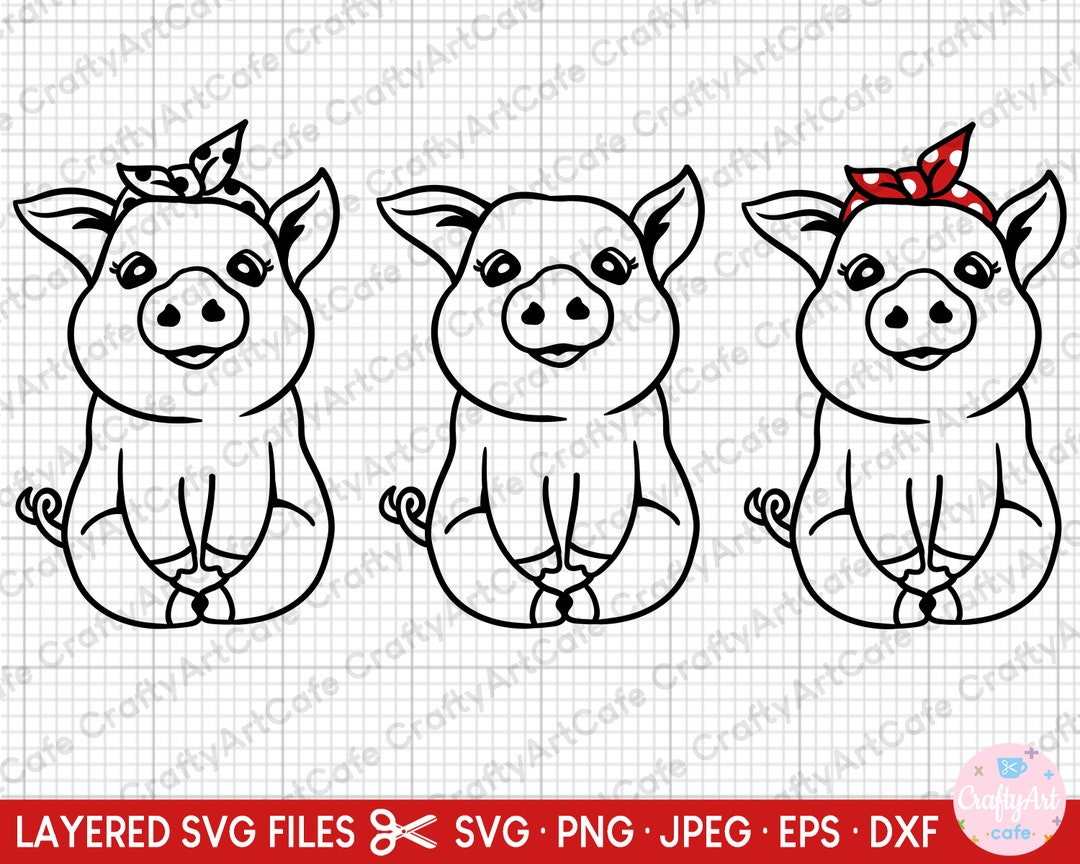 Pig Line Art Pig Clipart Pig Svg Cricut Pig Png Pig Jpg - Etsy