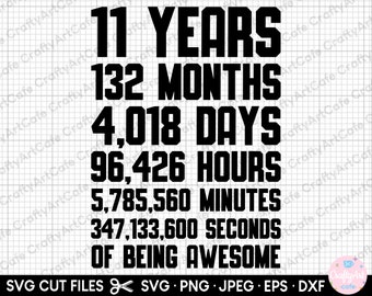 11th Birthday Svg Png 11 Years Old Svg Png Cricut - Etsy