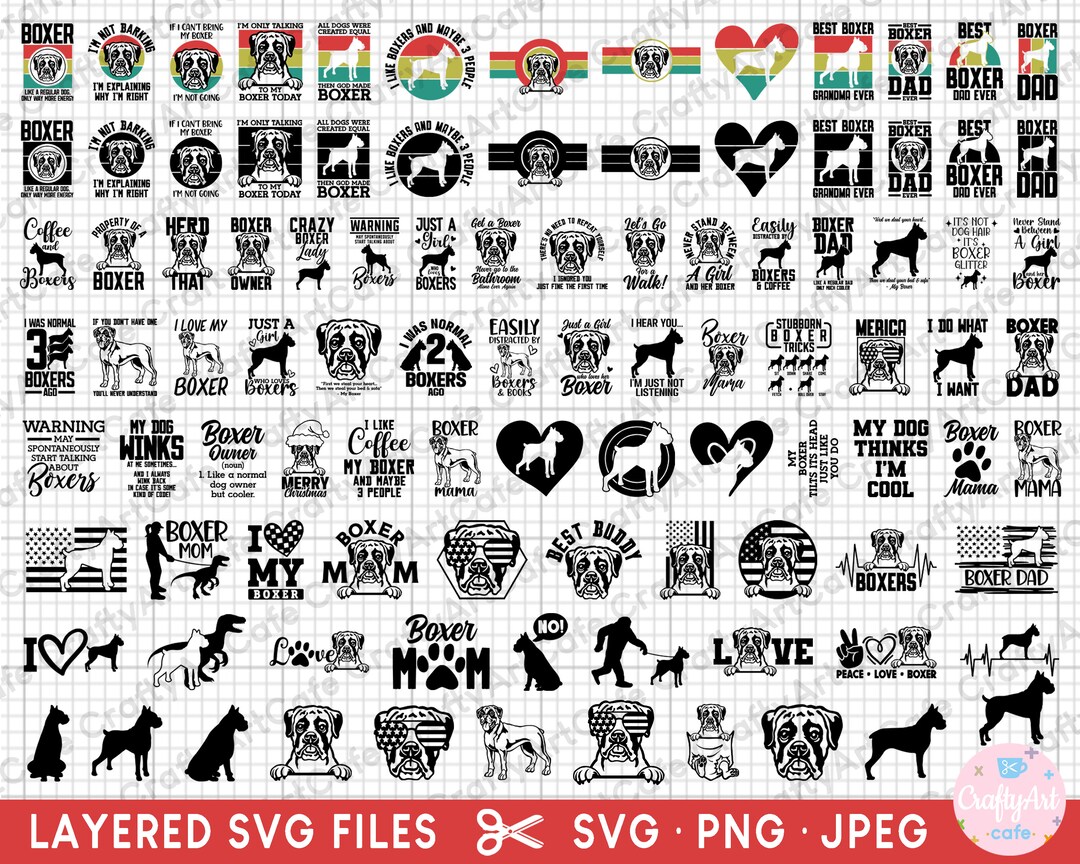 Boxer Svg Bundle Boxer Png Bundle Boxer Cut File Bundle Cricut Clipart ...