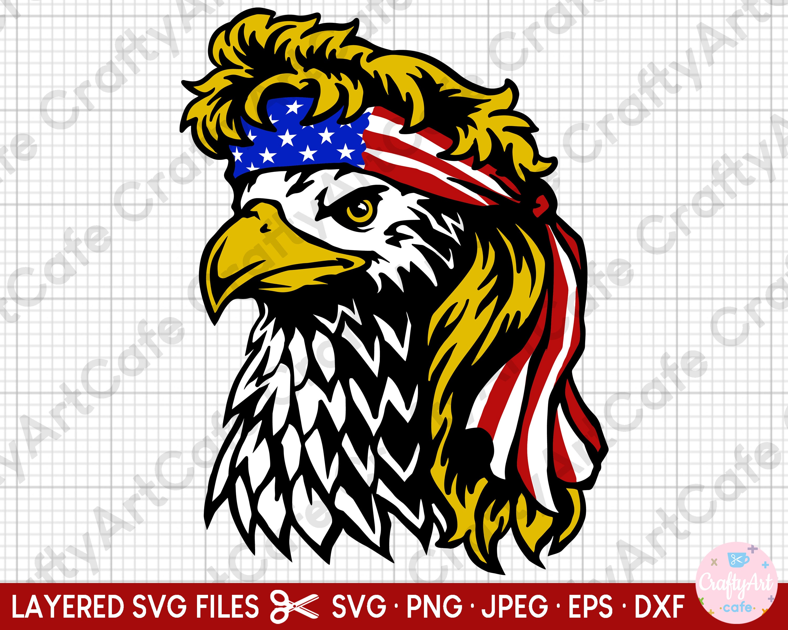 Bald Eagle With Mullet and American Usa Us Flag Svg Png Eps Dxf Cut ...