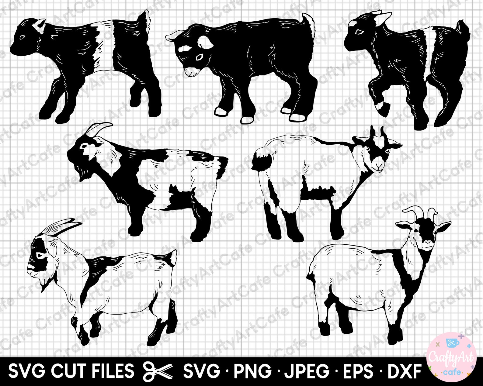 Goat Clipart Bundle Goat Svg Goat Png Cricut Commercial Use Goat Vector ...