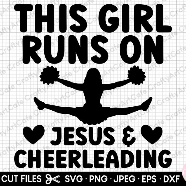 This Girl Runs on Jesus and Cheerleading Svg - Etsy