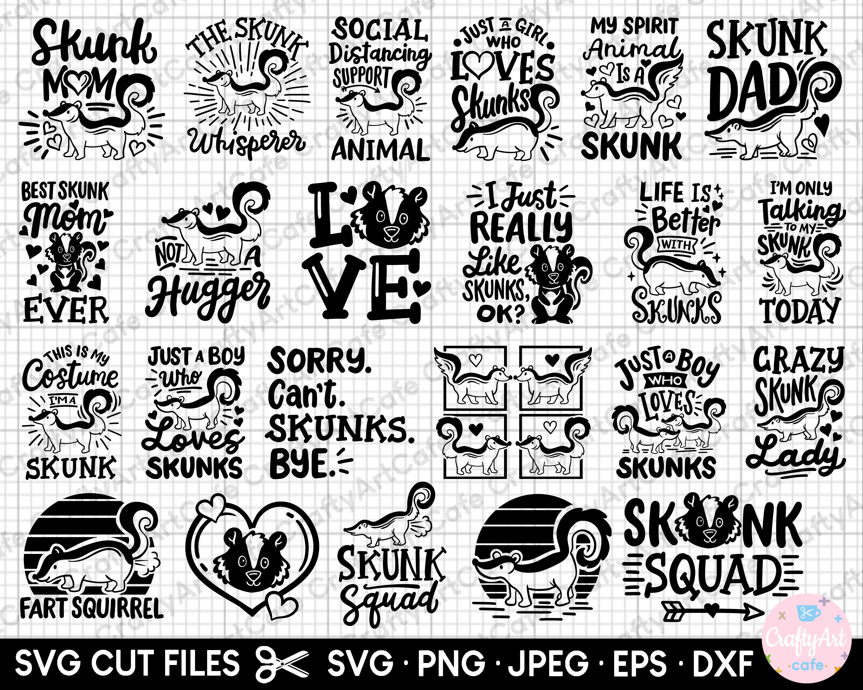 Skunk Svg Bundle Cricut Skunk Png Bundle Free Commercial Use Skunk ...