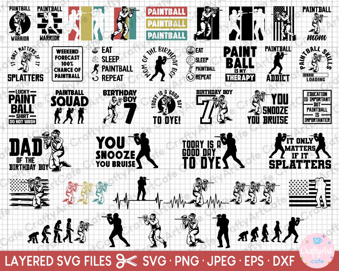 Paintball Svg Bundle Cricut Paintball Png Bundle Shirt Design Bundle ...