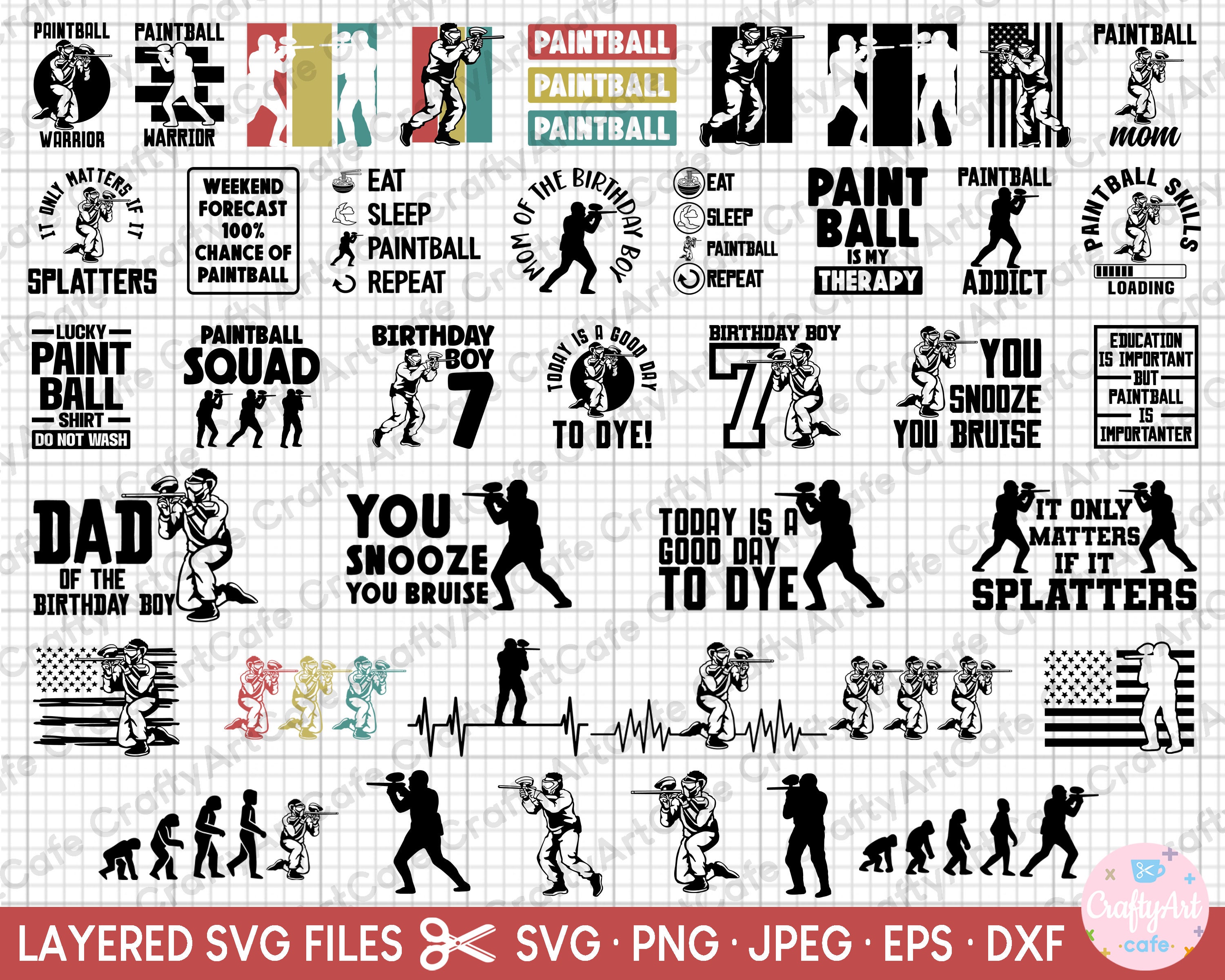 Paintball Svg Bundle Cricut Paintball Png Bundle Shirt Design Bundle ...