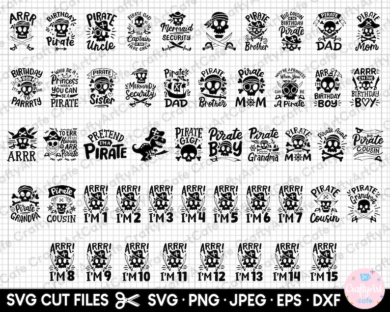 Pirate Themed Birthday Svg Bundle Cricut Pirate Birthday Png Jpeg ...