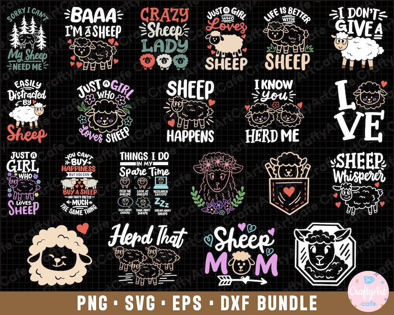 Ovejas png ovejas svg ovejas png paquete sublimación uso comercial ...