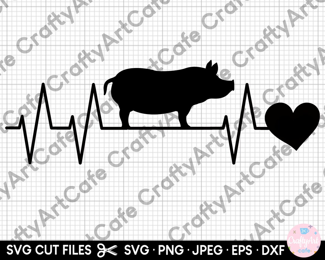 Pig Svg Pig Png Pig Heartbeat Heartline - Etsy