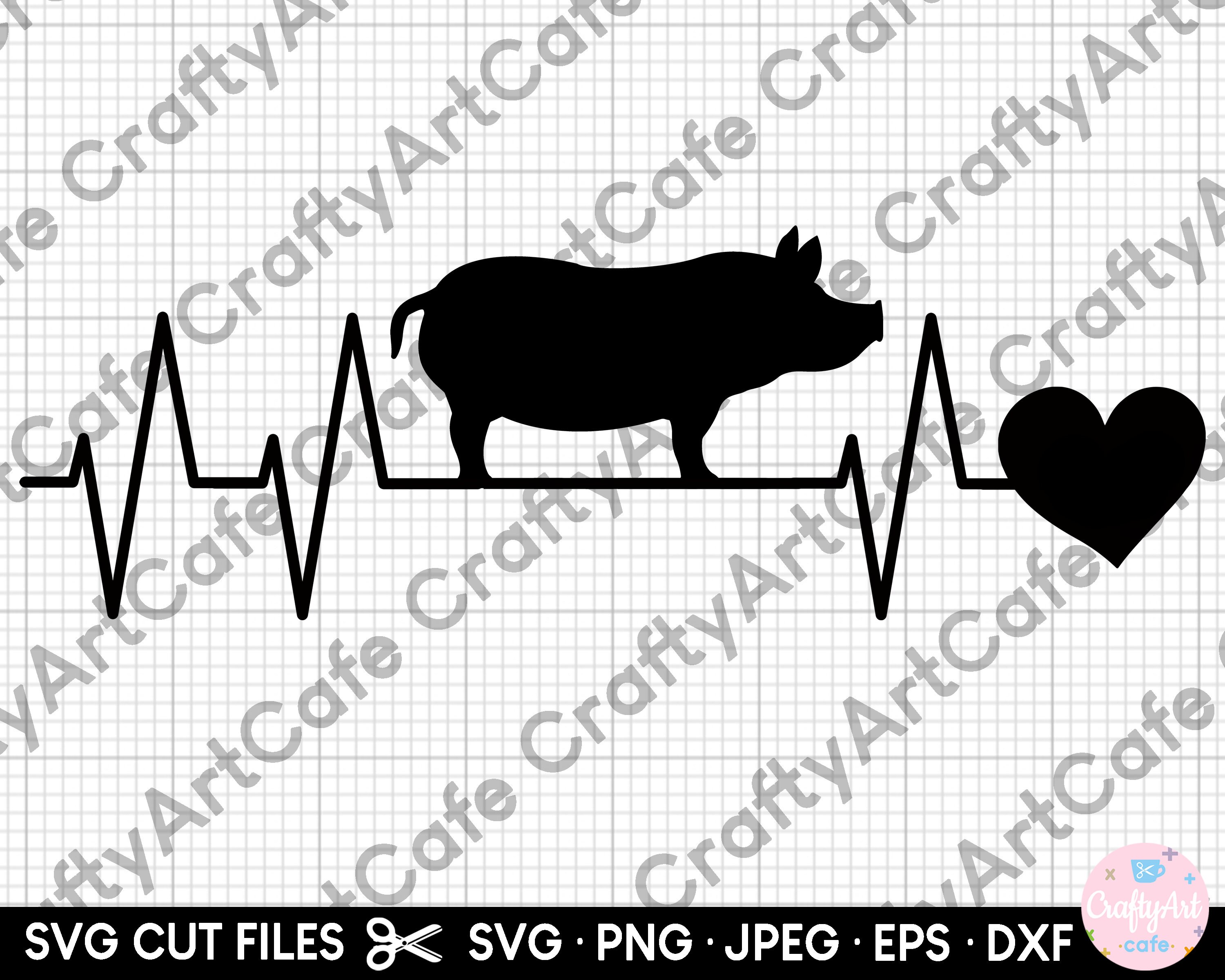 Pig Svg Pig Png Pig Heartbeat Heartline - Etsy