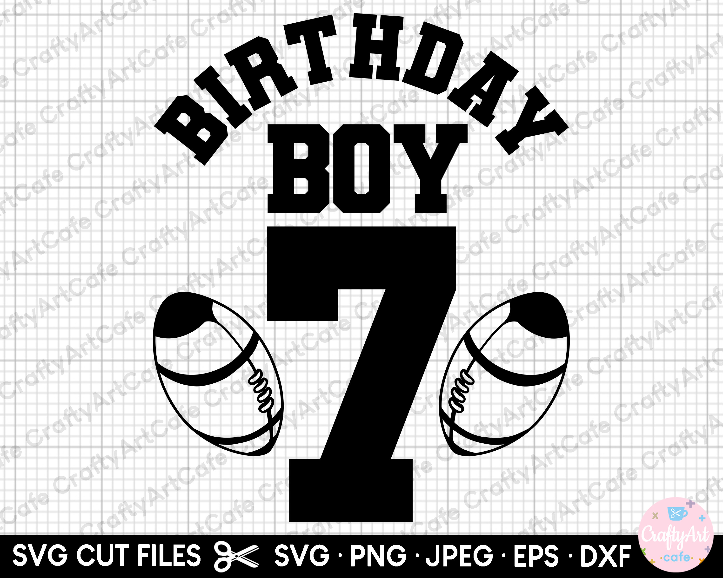 7th Birthday Football Player Svg - Etsy