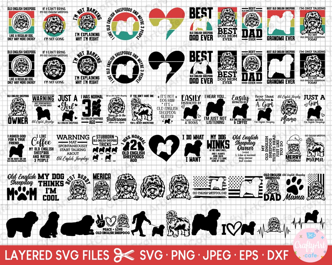 Old English Sheepdog Svg Bundle Cricut Old English Sheepdog Png Bundle ...
