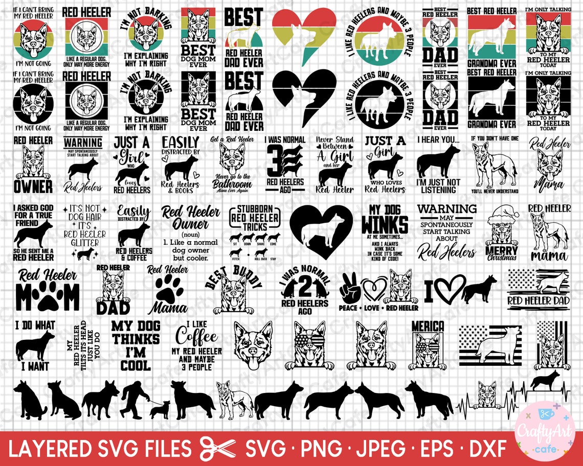Red Heeler Svg Bundle Cricut Cut File Free Commercial Use Red Heeler ...