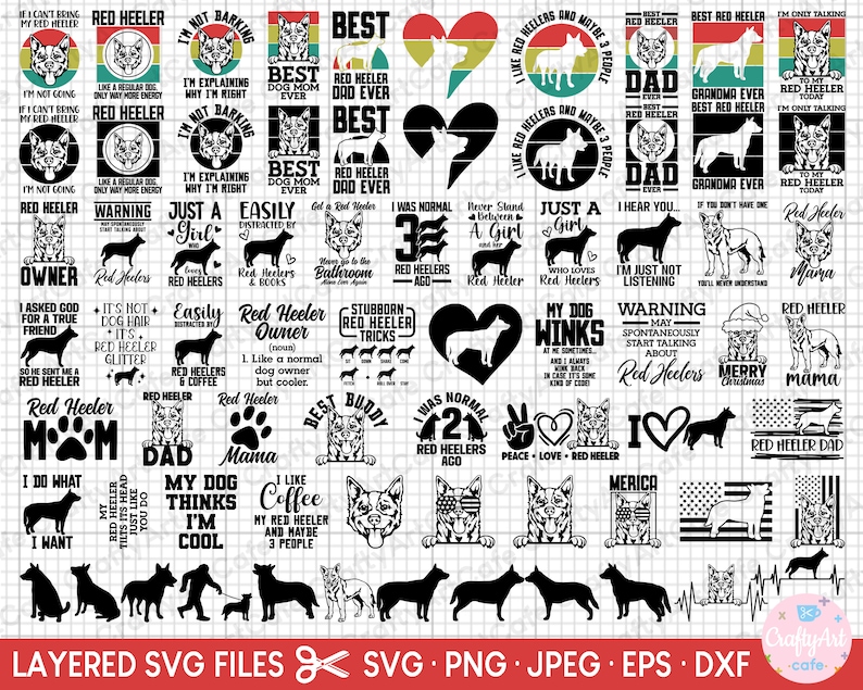 Red Heeler Svg Bundle Cricut Cut File Free Commercial Use Red Heeler ...