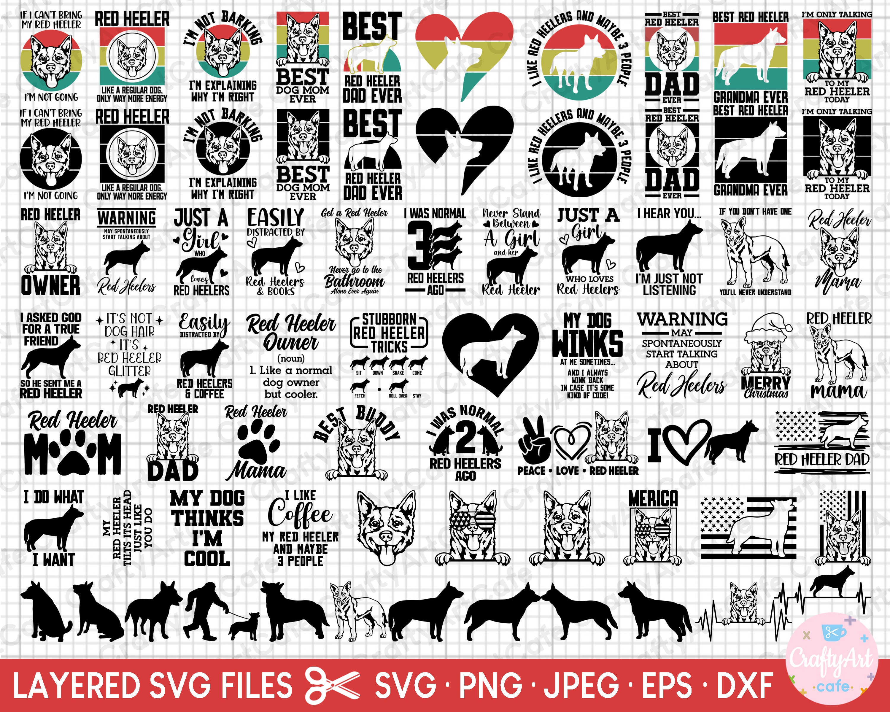 Red Heeler Svg Bundle Cricut Cut File Free Commercial Use Red Heeler ...