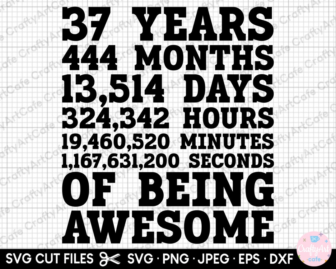 37th Birthday Svg 37 Years Old Svg 37th Birthday Png - Etsy