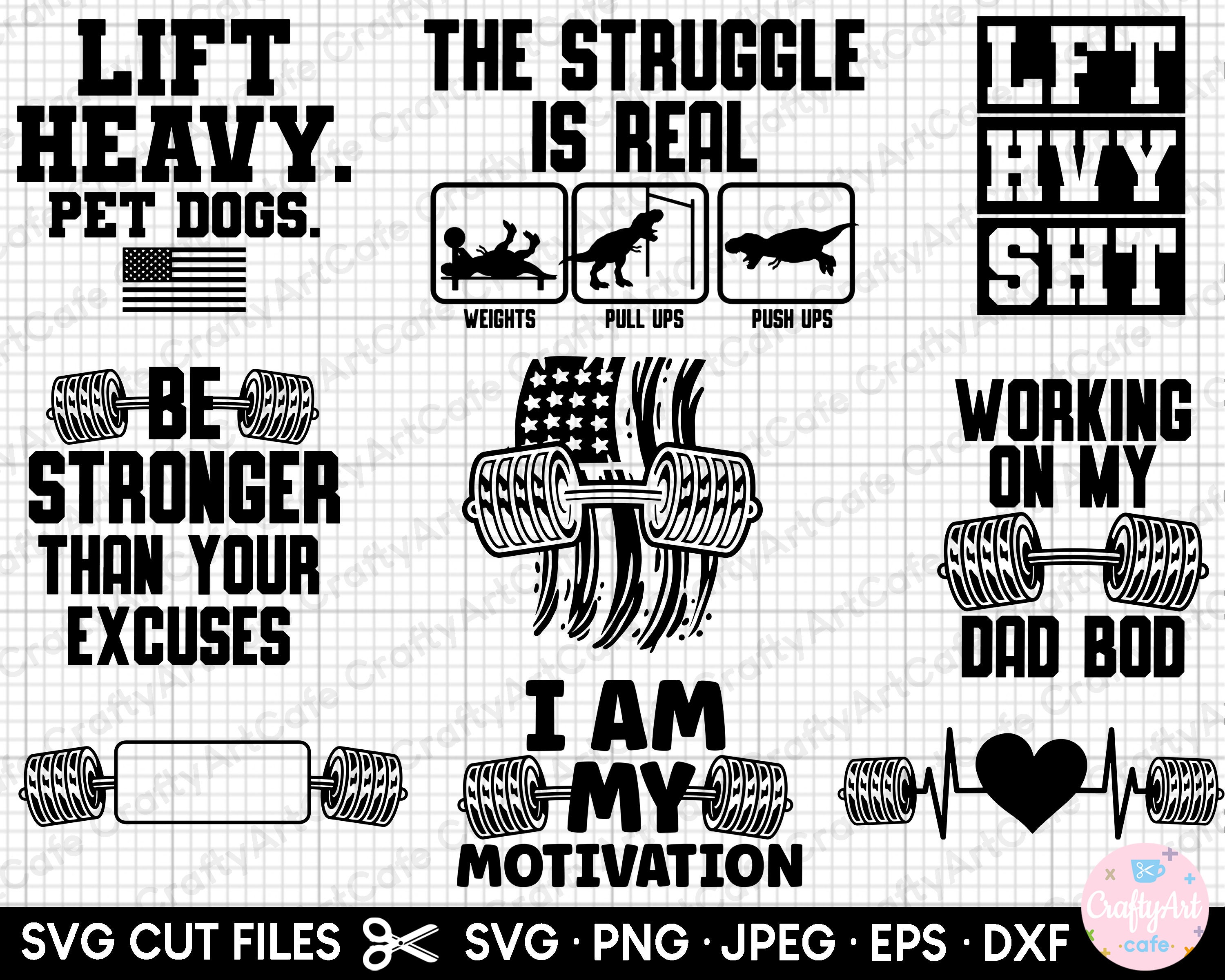 Gym Svg Bundle for Cricut Shirt Gym Png Bundle Commercial Use Fitness ...