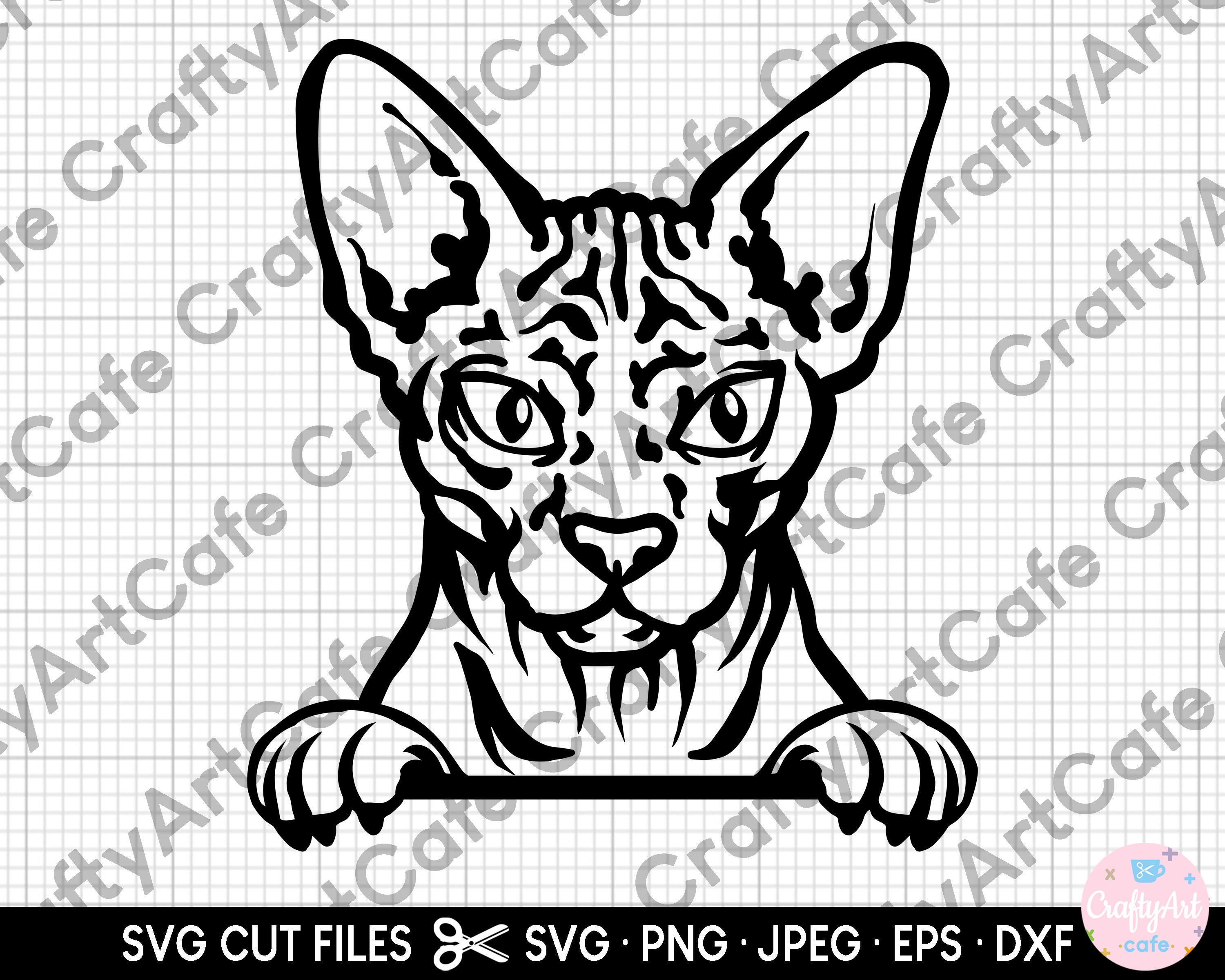 Sphynx Cat Peeking Svg Cut File Vactor Clip Art - Etsy