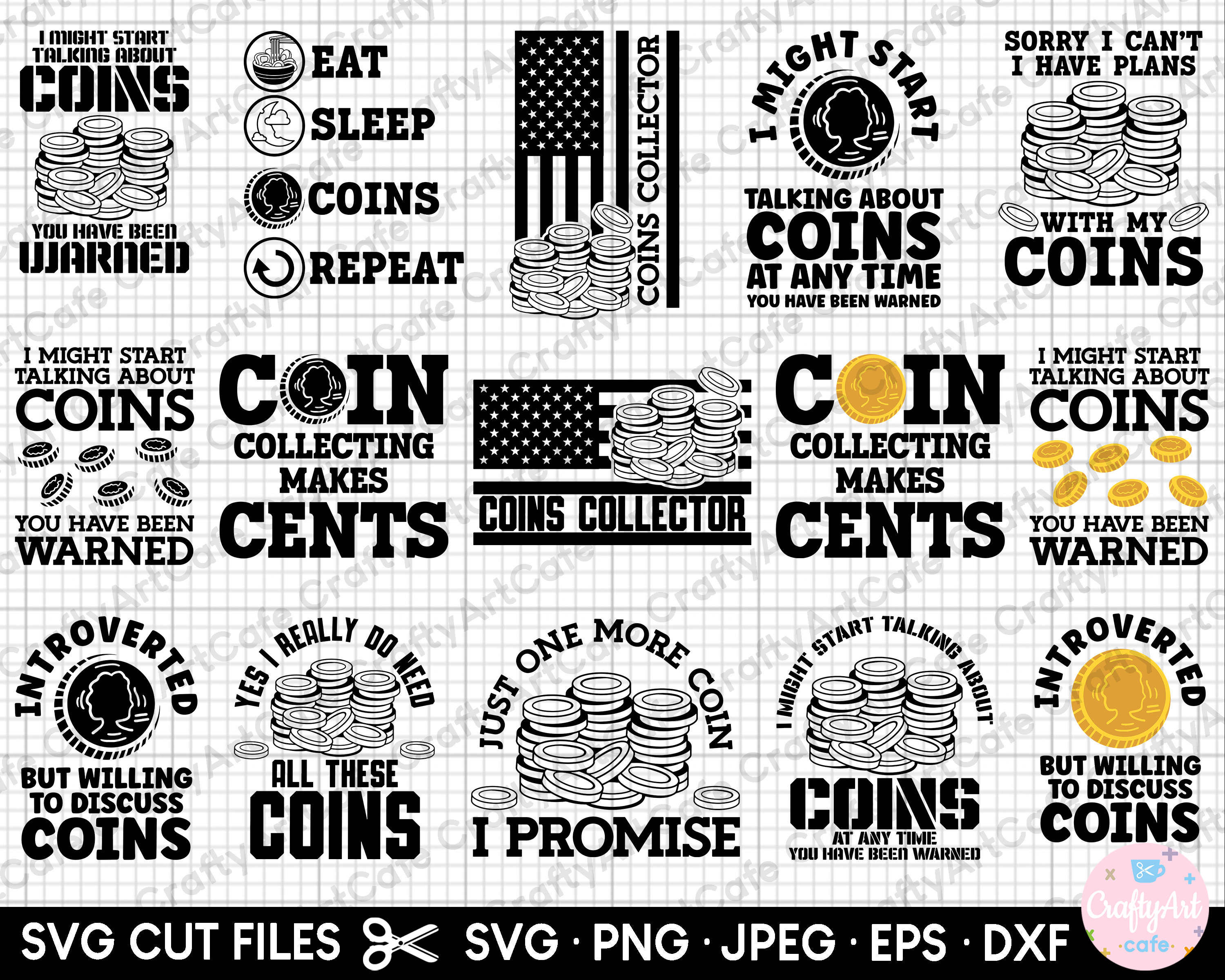 Coin Collector Svg Bundle Coin Collector Gift Svg Png Eps Dxf Cut Files ...