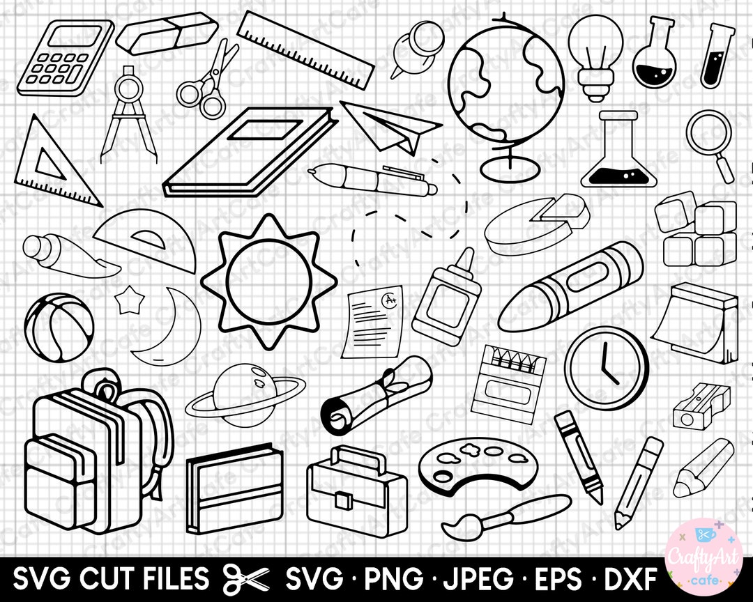 School Svg Bundle Cricut Commercial Use School Items Utilities Svg Png ...