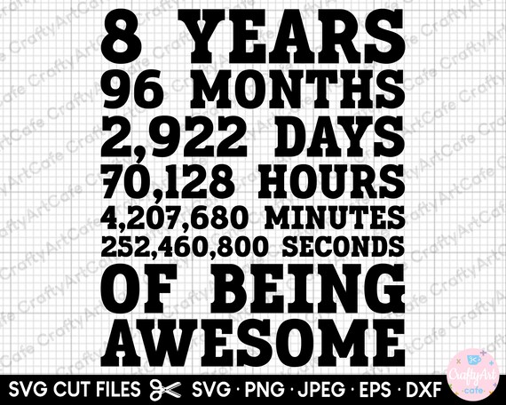 8th Birthday Svg 8 Years Old Svg 8th Birthday Png - Etsy