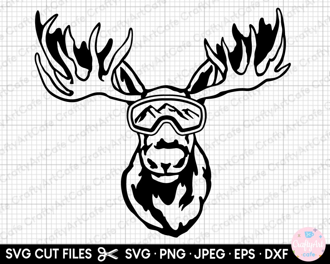 Moose Ski Mask Skiing Skiier Svg Png Eps Dxf Jpg Cut File Cricut Cutting Vector Clipart Moose ...
