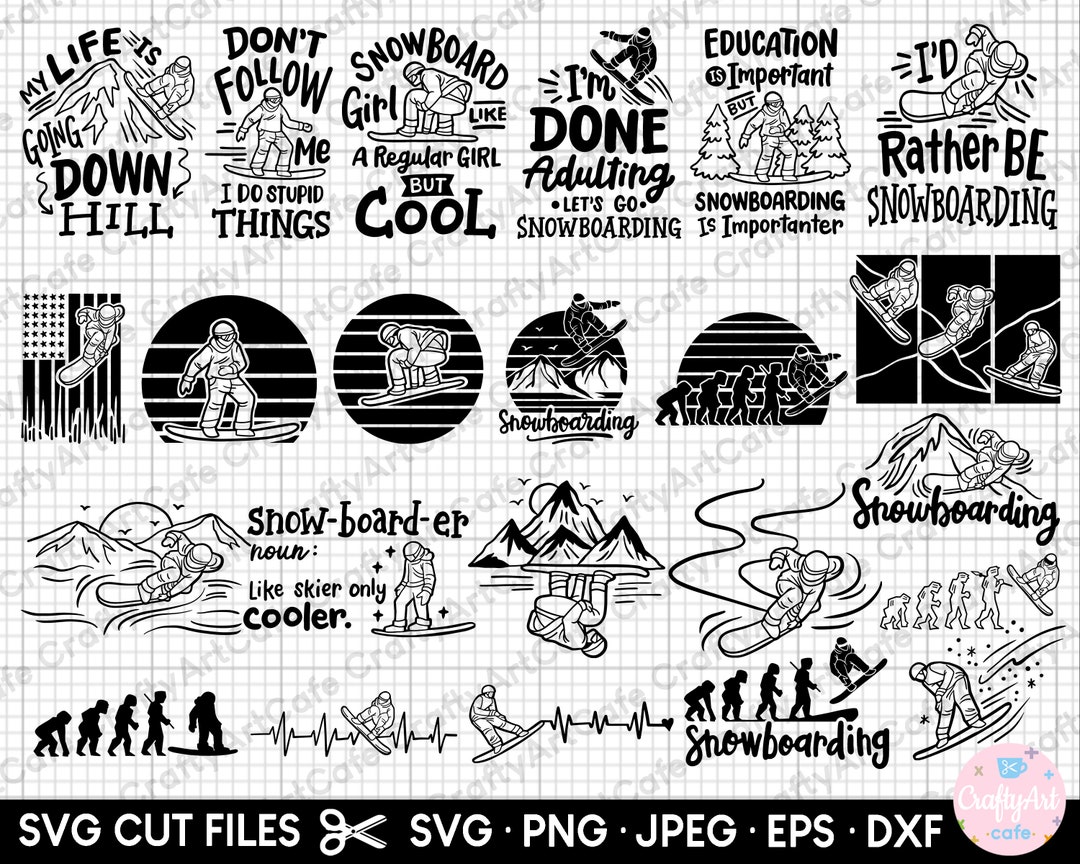 Snowboard Svg Bundle Cricut Snowboard Png Bundle Snowboard Eps Dxf Jpg ...