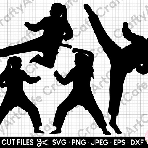 Karate Silhouettes Vector Digital Files Svg Dxf Eps Png - Etsy