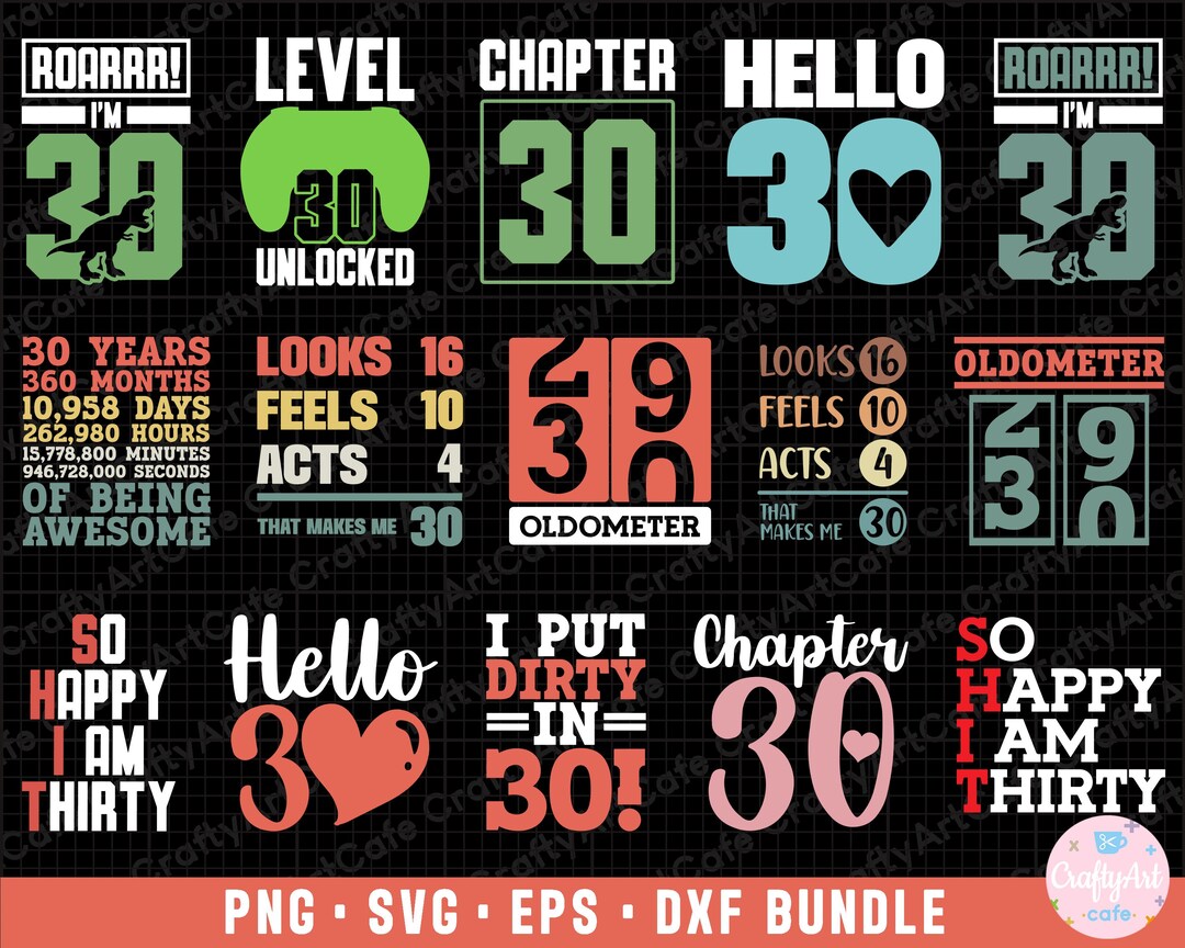 30th Birthday Png 30th Birthday Svg 30th Birthday Png Bundle ...