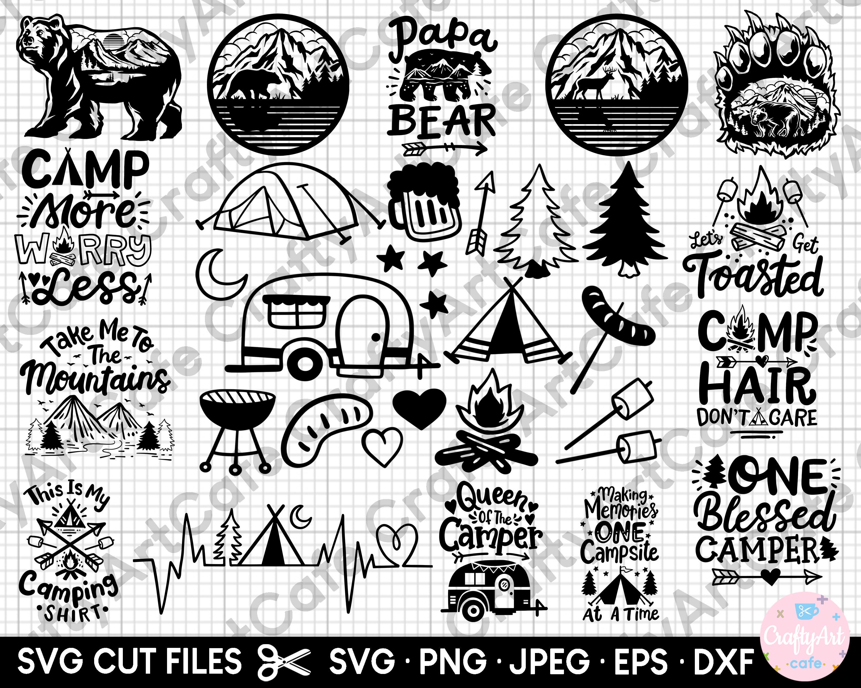 Camping Svg Bundle Cricut Camping Png Bundle Camping Clipart Commercial ...
