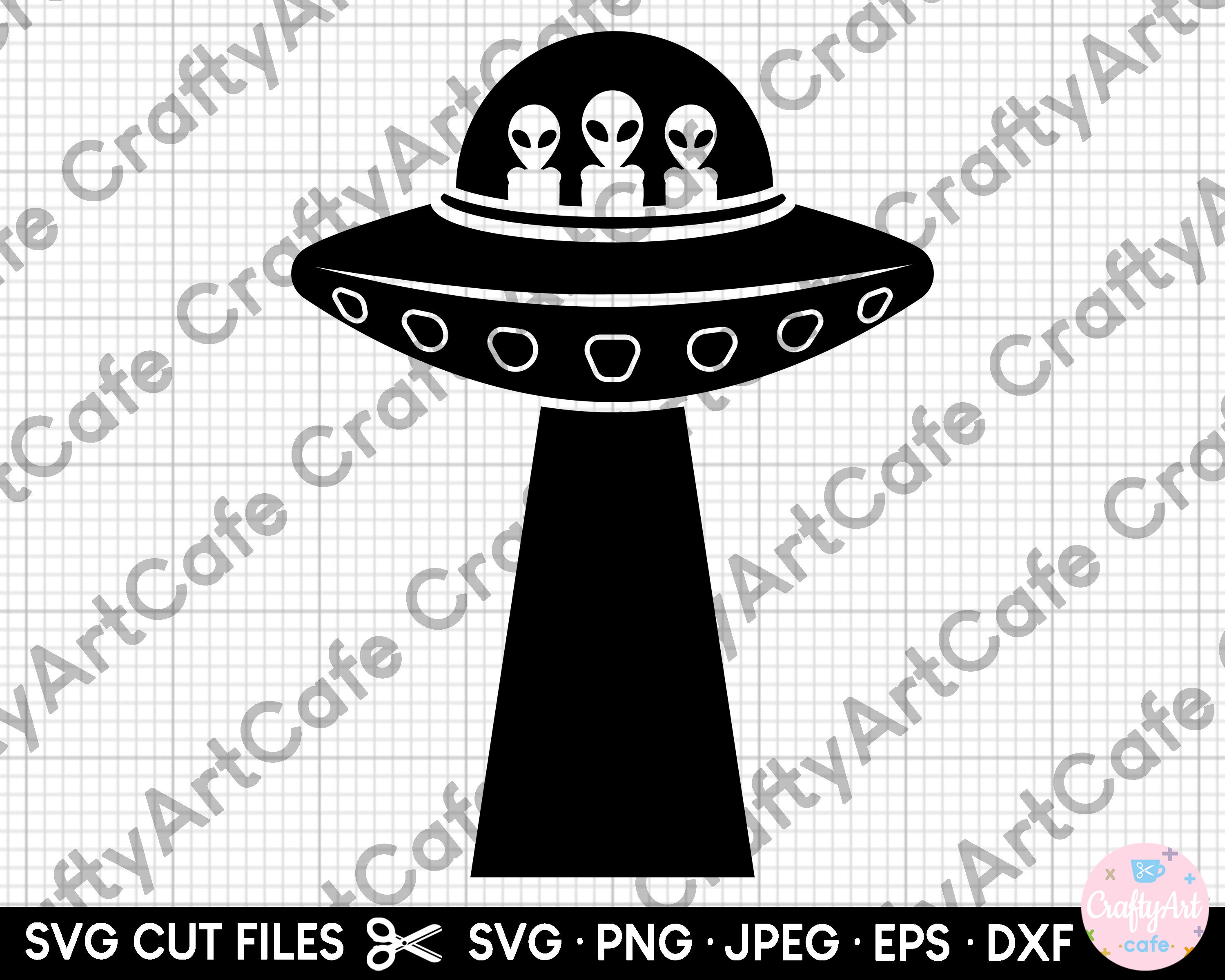 Ufo Svg Ufo Silhouette Aliens in Ufo Svg Clip Art Png Jpeg Eps Dxf Cut ...