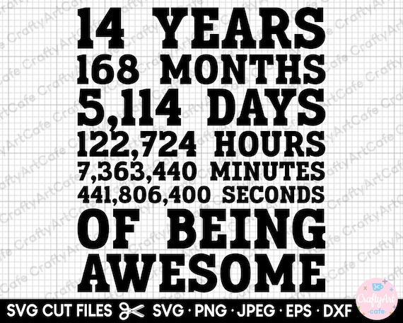 14th Birthday Svg 14 Years Old Svg 14th Birthday Png - Etsy