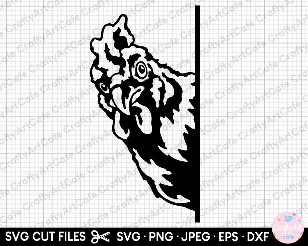 Chicken Peeking Svg Cricut Free Commercial Use Chicken Peeking Png Silhouette Eps Dxf Jpg Cut ...