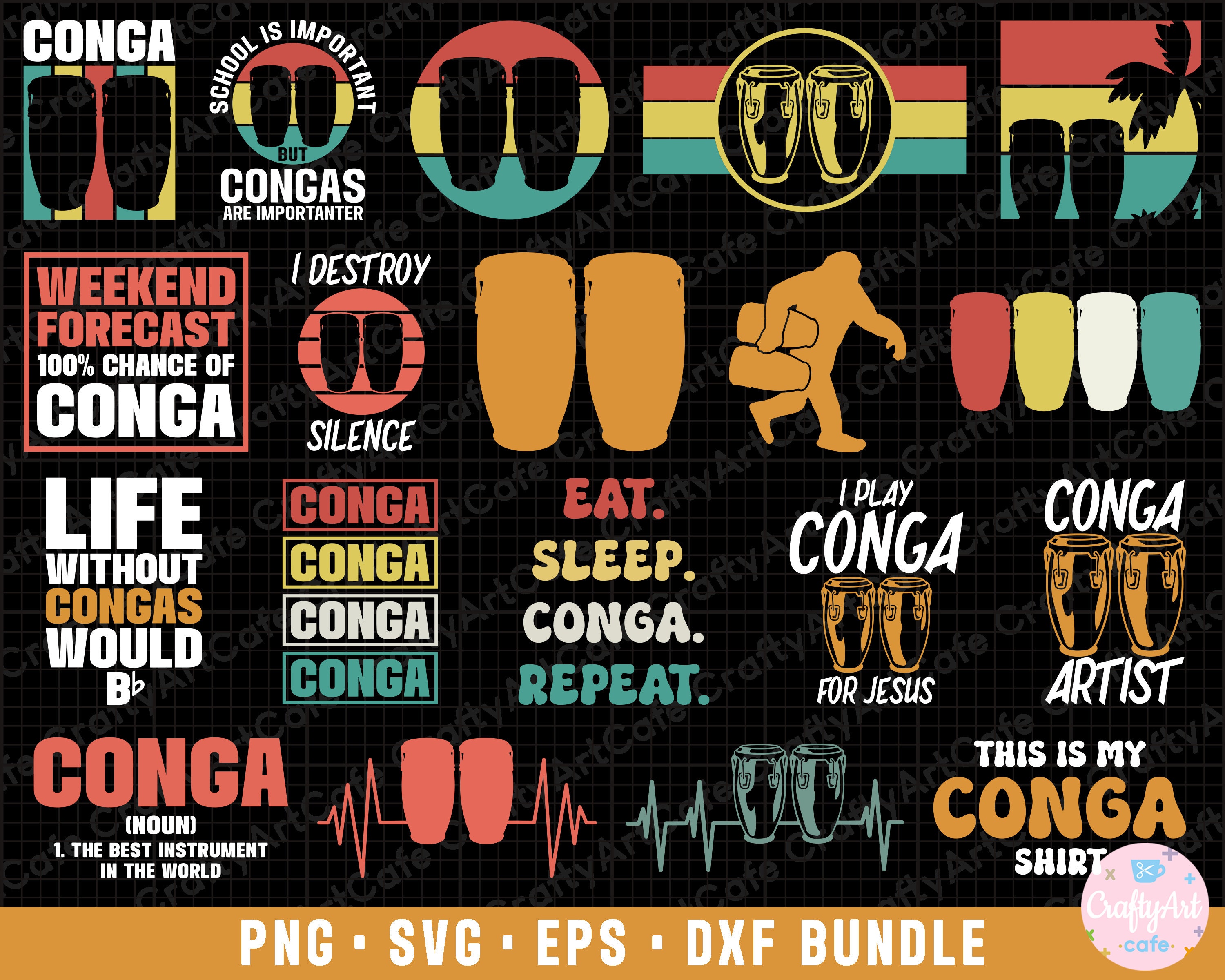 Conga png conga svg conga png paquete sublimación uso comercial conga eps dxf cricut archivo de ...