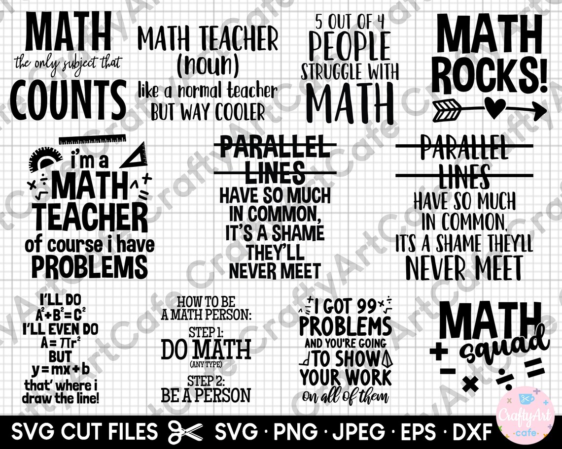 Math Teacher Svg Png Eps Jpg Cut File for Cricut Math Teacher | Etsy